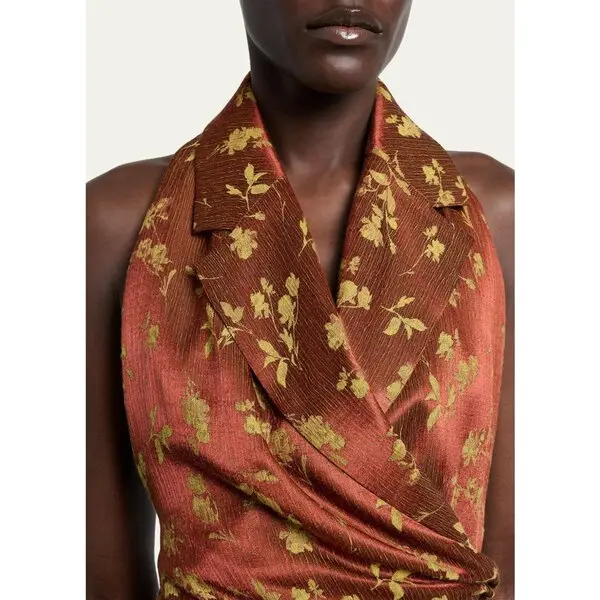 Dries Van Noten Floral Jacquard Sleeveless Wrap Top