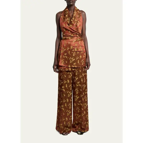 Dries Van Noten Floral Jacquard Sleeveless Wrap Top