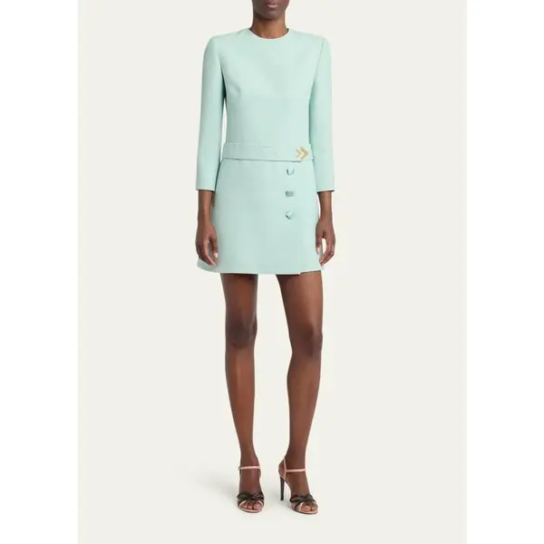 Valentino Garavani Crepe Couture Belted Vlogo Mini Dress
