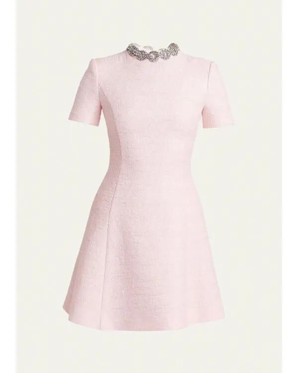 Valentino Garavani Embellished Gancini Minidress - Pink