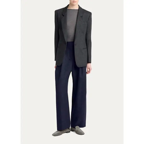Giorgio Armani Herringbone Wool-cashmere Flannel Wide-leg Trousers
