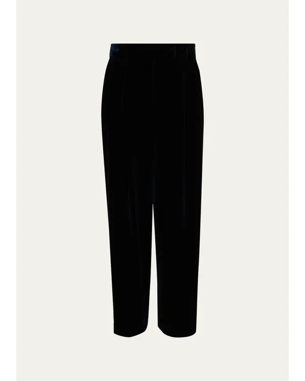 Giorgio Armani Velvet Silk-blend Pleated Pants