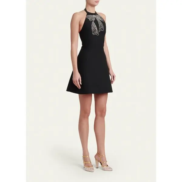 Valentino Garavani Beaded Bow Halter Minidress