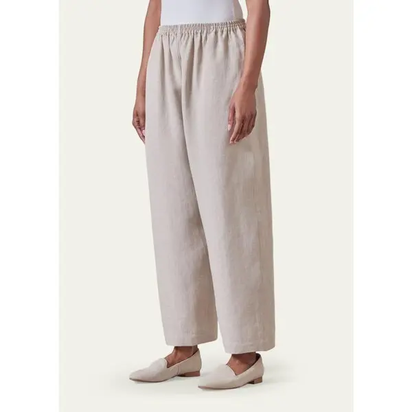 Eskandar Lightweight Linen Japanese Trousers - Natural