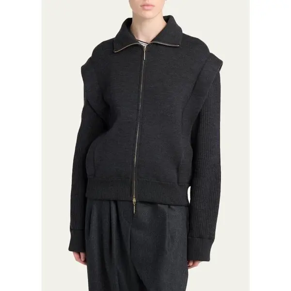 Giorgio Armani Zip-front Knit Blouson Jacket