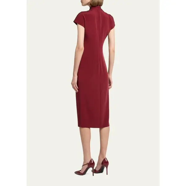 Giorgio Armani Draped Twisted-collar Short-sleeve Midi Dress
