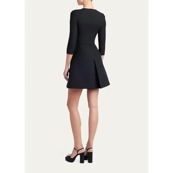 Valentino Garavani Long-sleeve Embroidered Bow Mini Dress