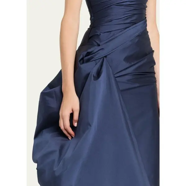 MARMAR HALIM Strapless Draped Taffeta Column Gown
