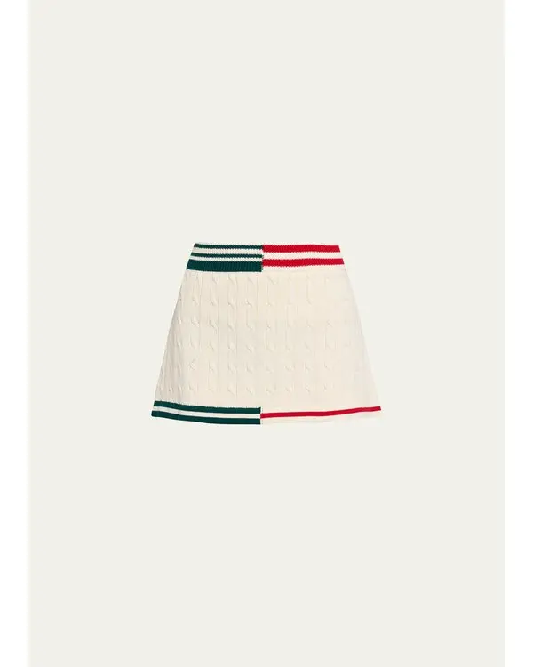 SEROYA Pearson Cable-knit Mini Skirt - Eggshell