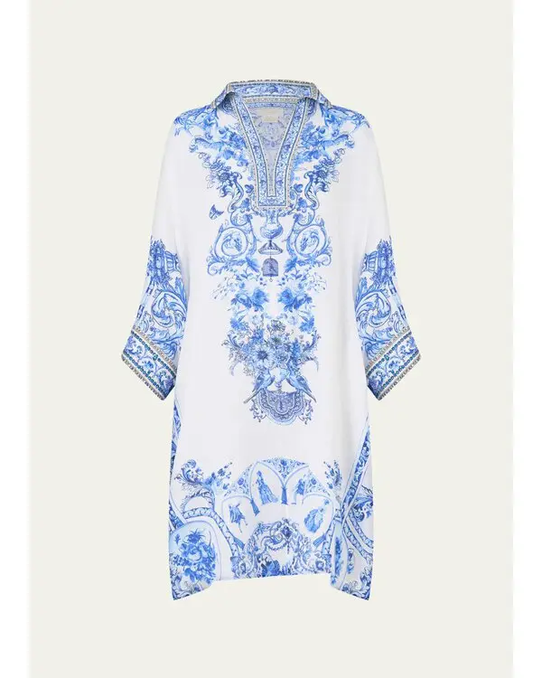 Camilla Wide Body Collared Kaftan Coverup