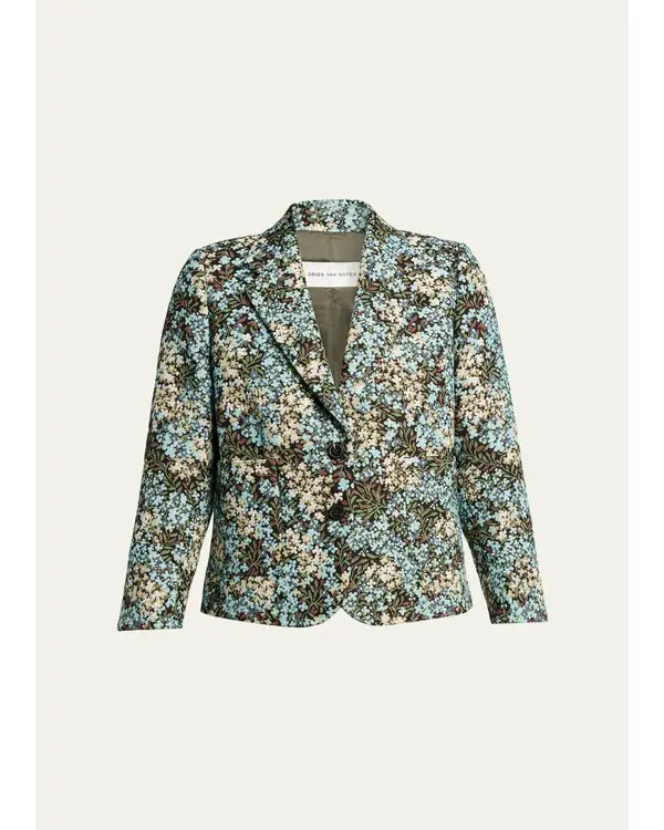 Dries Van Noten Floral Jacquard Single-breasted Shrunken Jacket