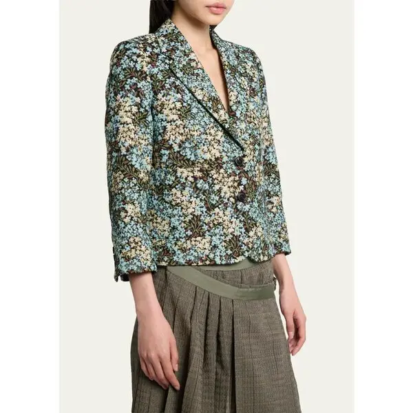 Dries Van Noten Floral Jacquard Single-breasted Shrunken Jacket