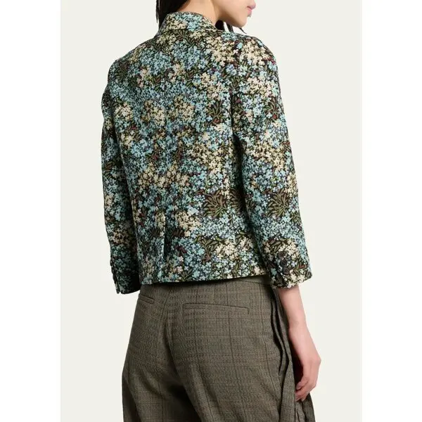 Dries Van Noten Floral Jacquard Single-breasted Shrunken Jacket