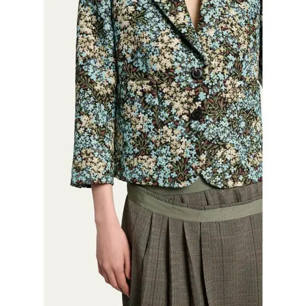 Dries Van Noten Floral Jacquard Single-breasted Shrunken Jacket