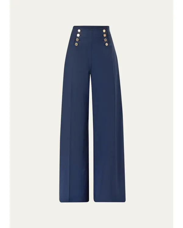 Carolina Herrera Alba Button-front Wide-leg Sailor Pants