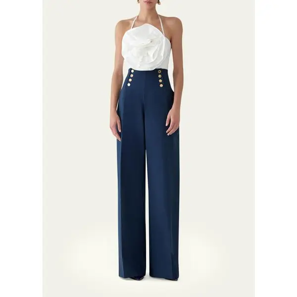 Carolina Herrera Alba Button-front Wide-leg Sailor Pants