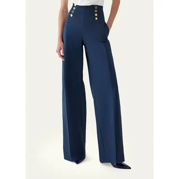 Carolina Herrera Alba Button-front Wide-leg Sailor Pants