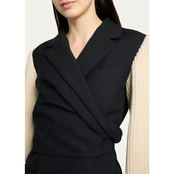Dries Van Noten Beline Knit-sleeves Wrap Blazer Jacket