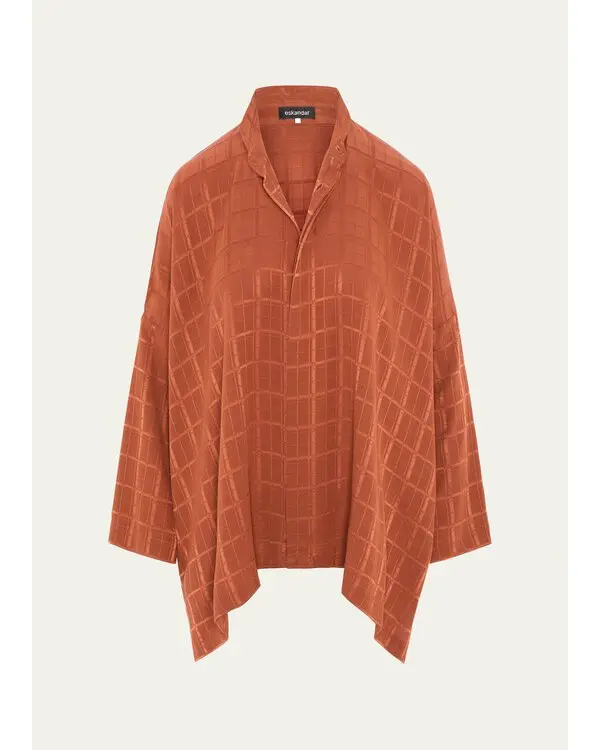 Eskandar Jacquard Silk Satin Shirt - Rust