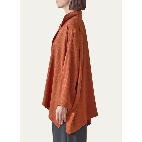 Eskandar Jacquard Silk Satin Shirt - Rust