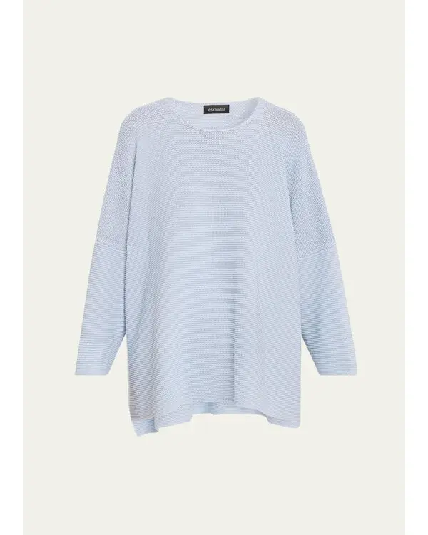 Eskandar Linen-cotton Bateau Neck Sweater Mid Plus Length