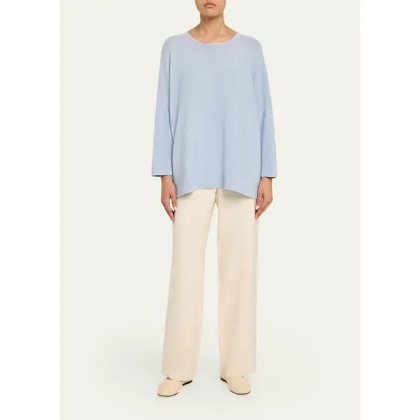Eskandar Linen-cotton Bateau Neck Sweater Mid Plus Length