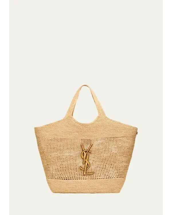 Saint Laurent Icare Raffia Tote Bag