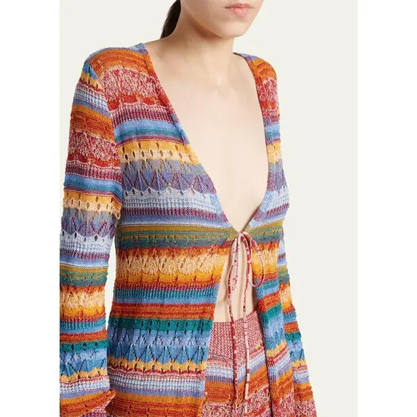 Etro Striped Open-knit Long Cardigan