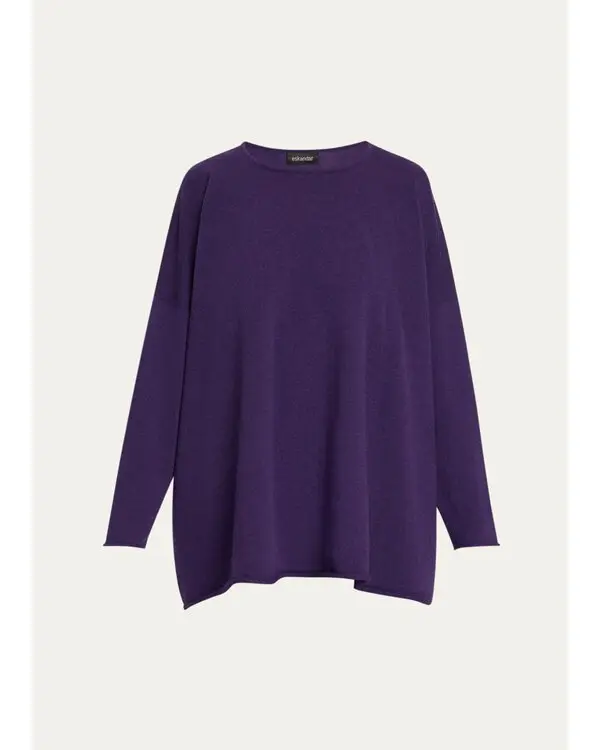 Eskandar A-line Bateau Neck Sweater Long Length