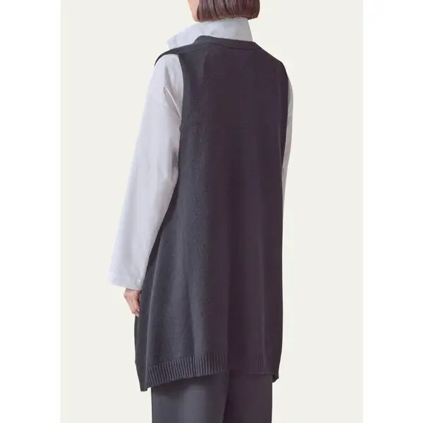 Eskandar Cashmere A-line Sleeveless Long V-neck Sweater