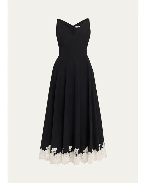 Simkhai Mira Cotton Faille Lace Midi Dress
