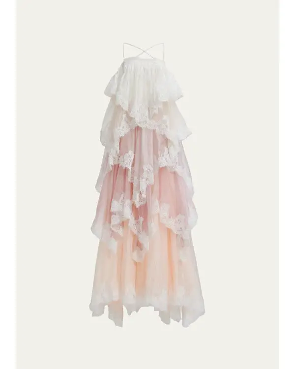 Aje Ophelia Tiered Lace Gown