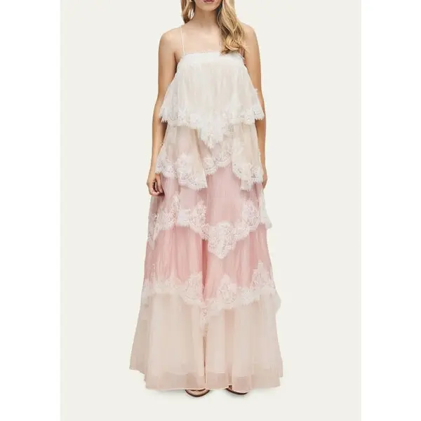 Aje Ophelia Tiered Lace Gown