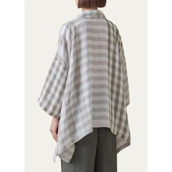 Eskandar Linen Double Pointed Sides Shirt With Collar Mid Plus