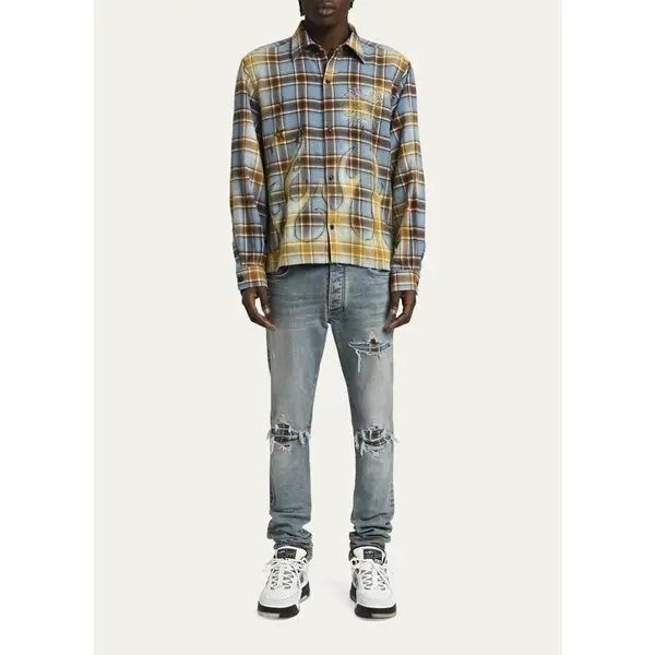 Amiri Cotton Plaid Ma Quad Flames Button-down Shirt