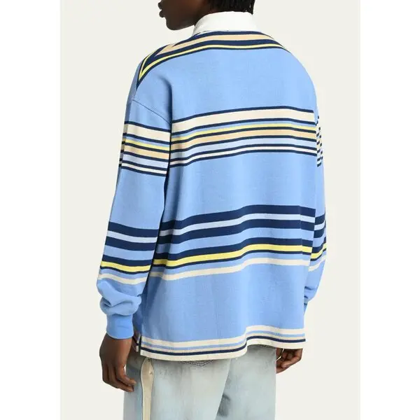 Amiri Cotton Multi-stripe Long-sleeve Polo Shirt