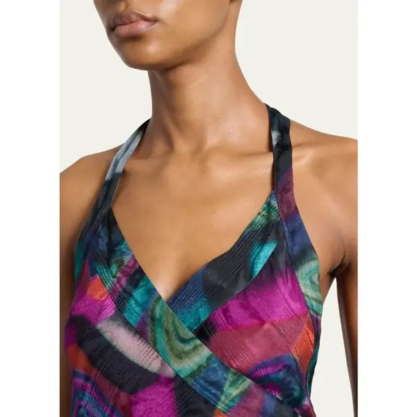 Dries Van Noten Halter Marble-print Top
