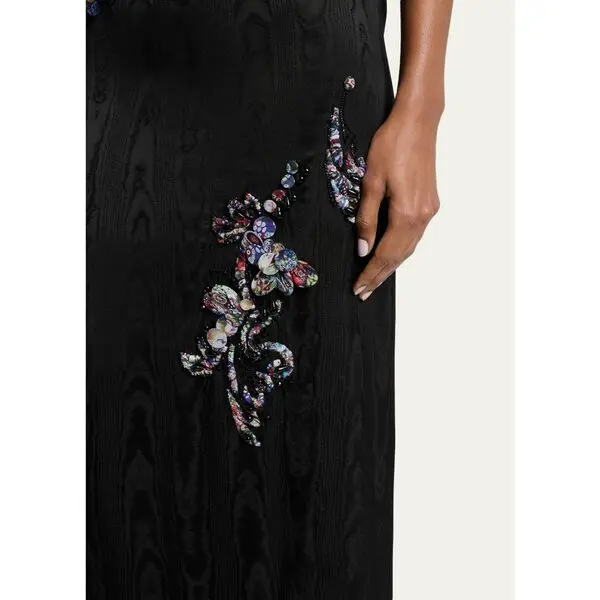 Dries Van Noten Sleeveless Embroidered Faille Column Gown