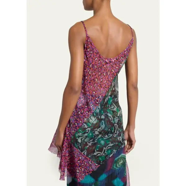 Dries Van Noten Crisanna Colorblock Silk Asymmetric Top