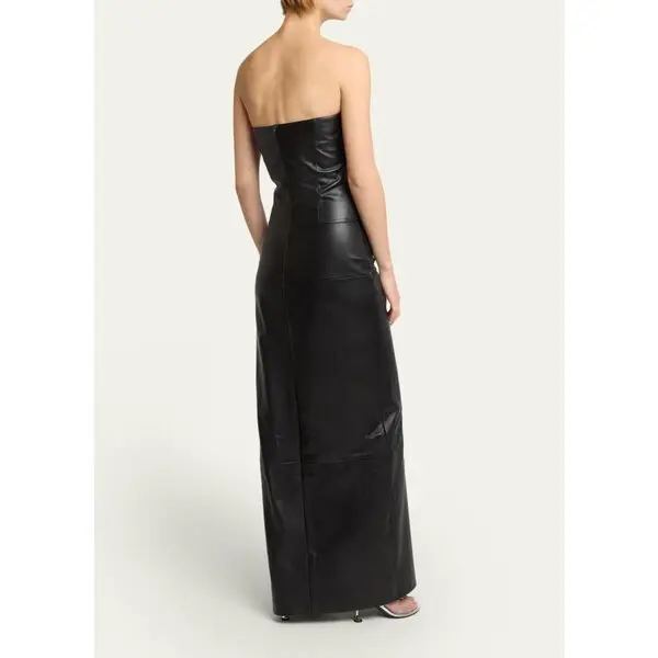 Proenza Schouler Alonna Strapless Leather Dress - Black