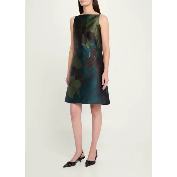 Rickie Freeman For Teri Jon Floral-print Mikado Mini Shift Dress