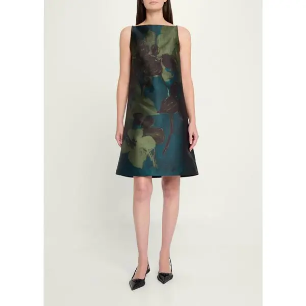 Rickie Freeman For Teri Jon Floral-print Mikado Mini Shift Dress
