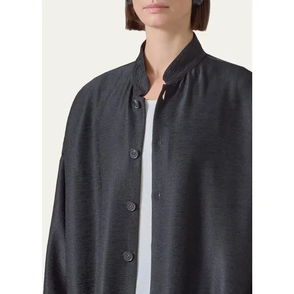 Eskandar Wide A-line Mandarin Jacket Long Length