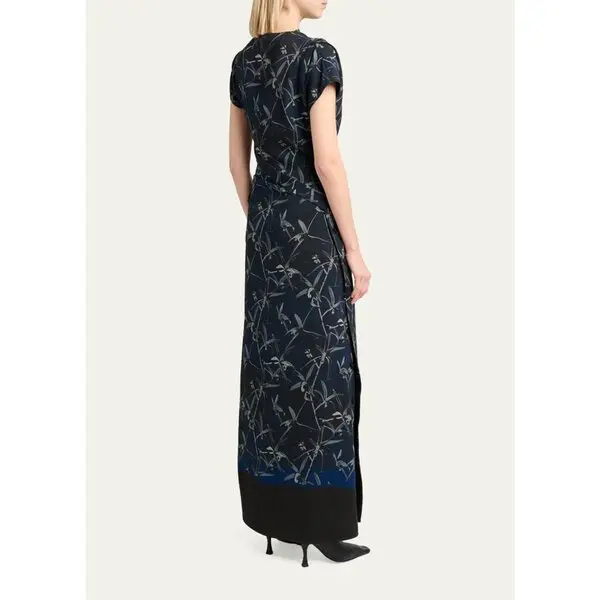 Proenza Schouler Anais Floral-print Gathered Button-side Maxi Dress - Ink Multi