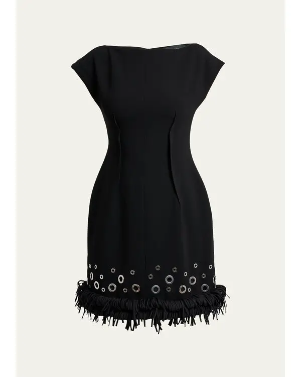 Proenza Schouler Grazziela Grommet Embellished Fringed Mini Dress - Black