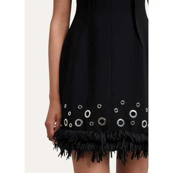 Proenza Schouler Grazziela Grommet Embellished Fringed Mini Dress