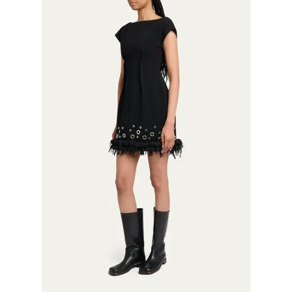 Proenza Schouler Grazziela Grommet Embellished Fringed Mini Dress