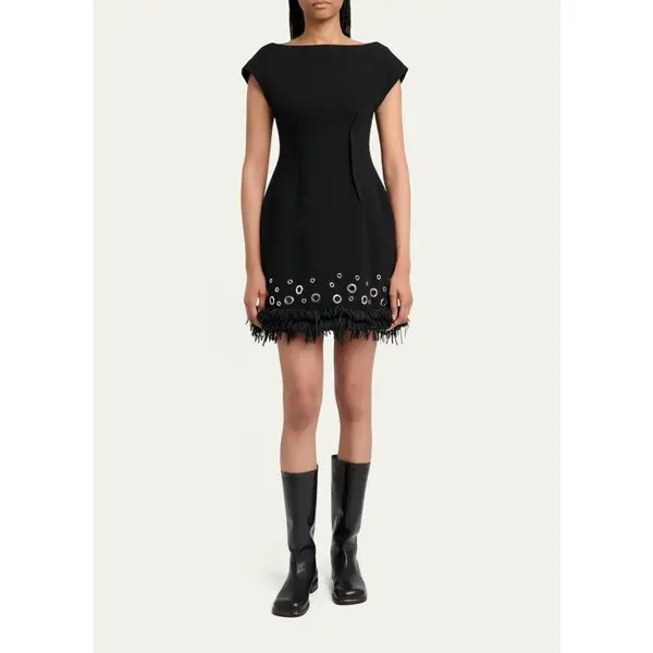 Proenza Schouler Grazziela Grommet Embellished Fringed Mini Dress