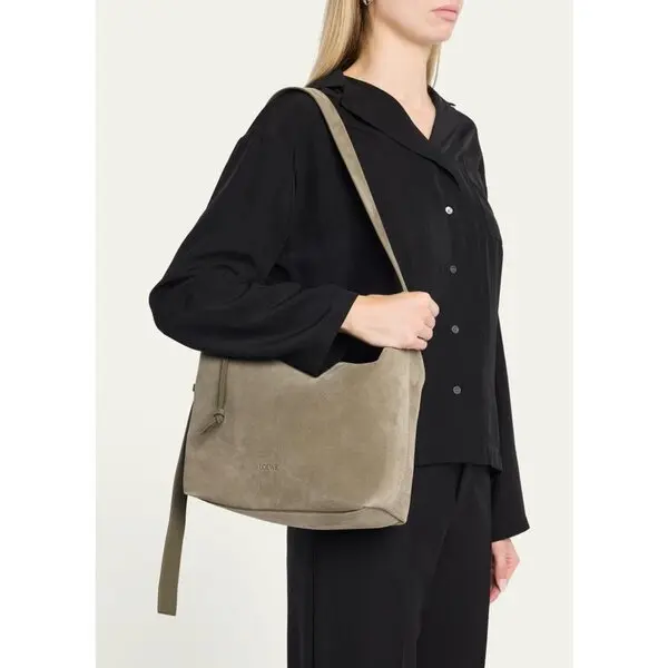 Loewe Loop Medium Hobo Bag In Suede