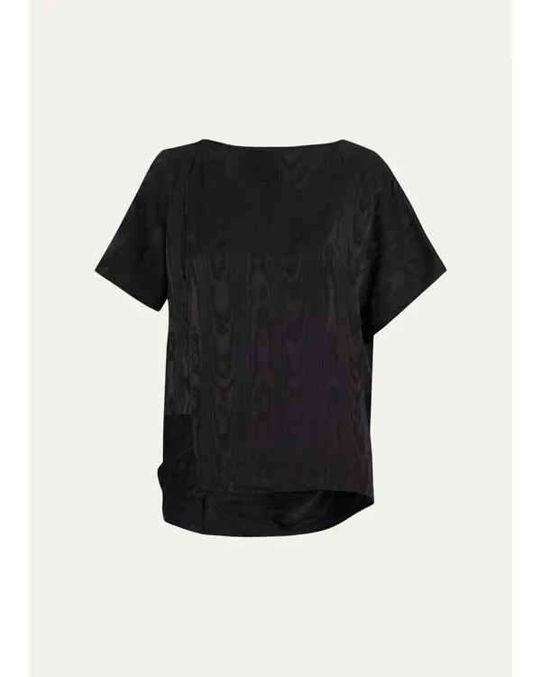 Dries Van Noten Caressa Moire Short-sleeve Blouse